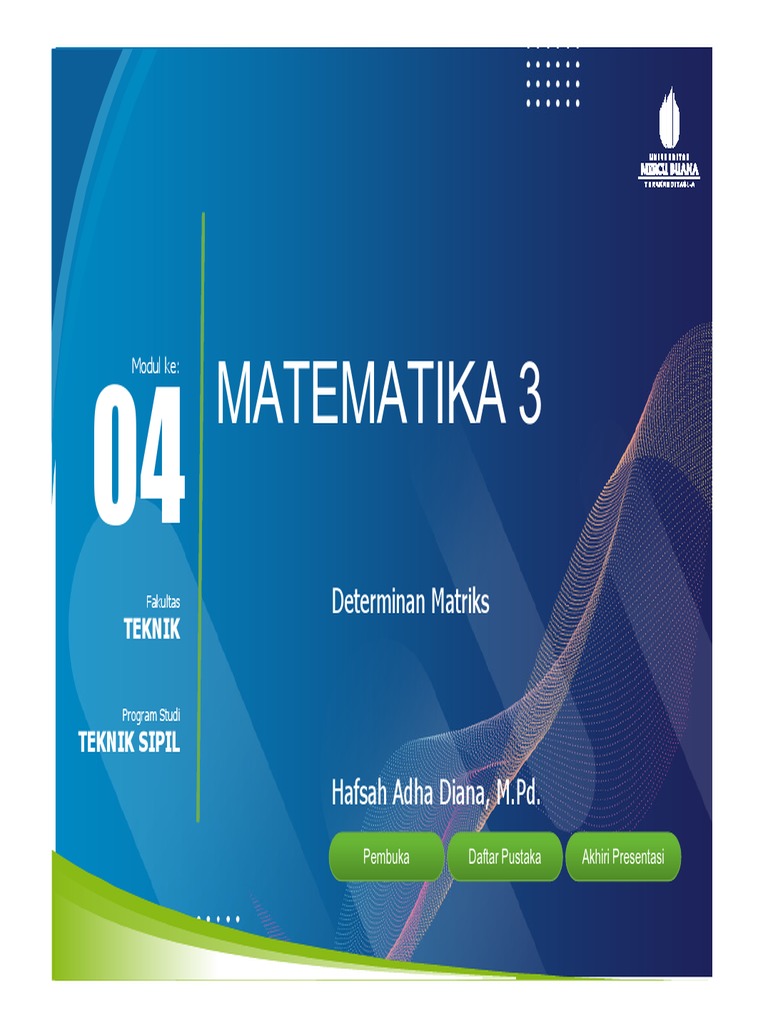 Matematika 3: Determinan Matriks | PDF