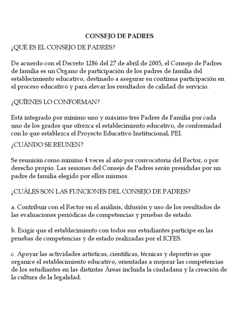 Funciones Del Consejo de Padres | PDF