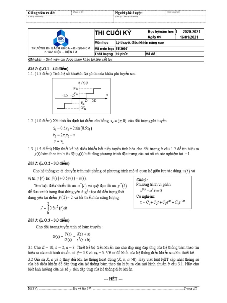 De Thi - DKNC - HK1 - 2021 | PDF