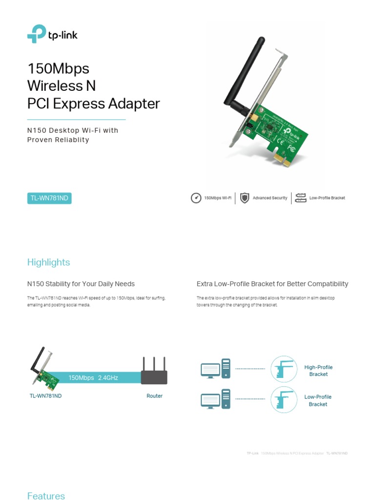 150Mbps Wireless N PCI Express Adapter: N150 Desktop Wi-Fi With Proven Reliablity | PDF | Wi Fi ...