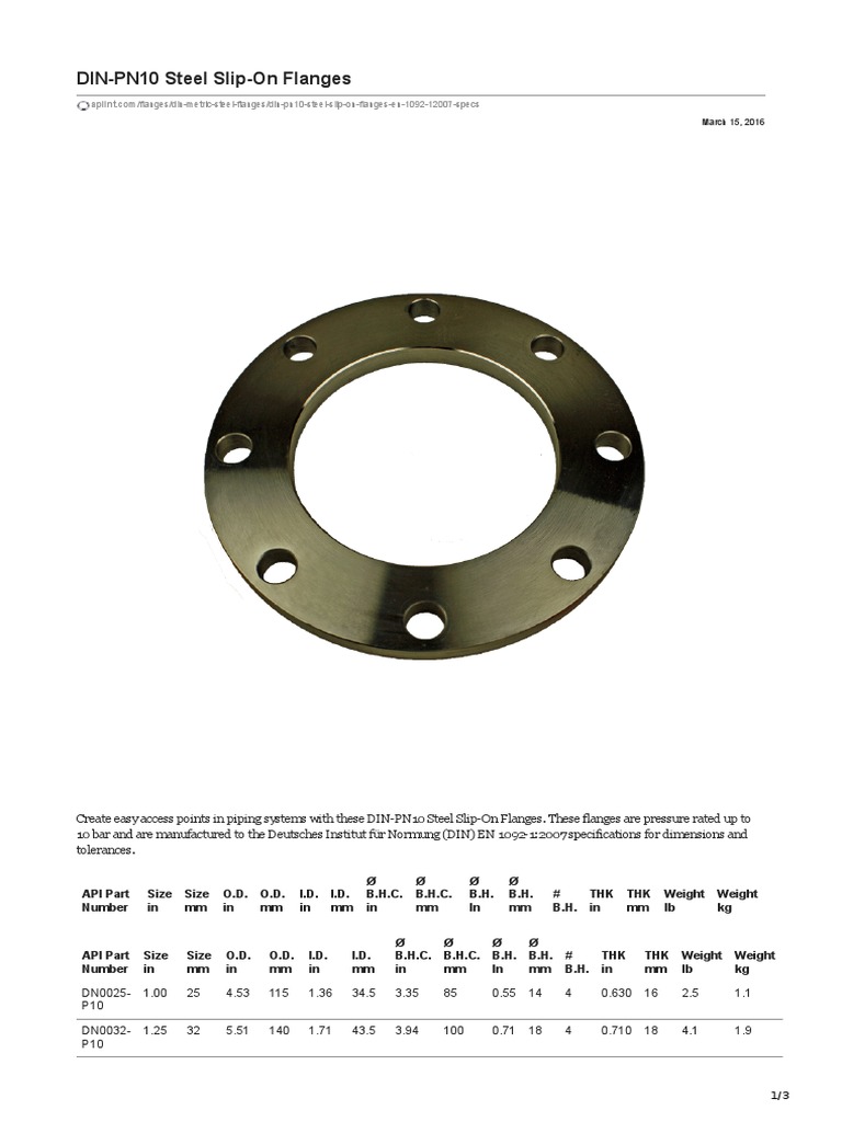 DIN-PN10 Steel Slip-On Flanges | PDF | Mechanical Engineering | Plumbing