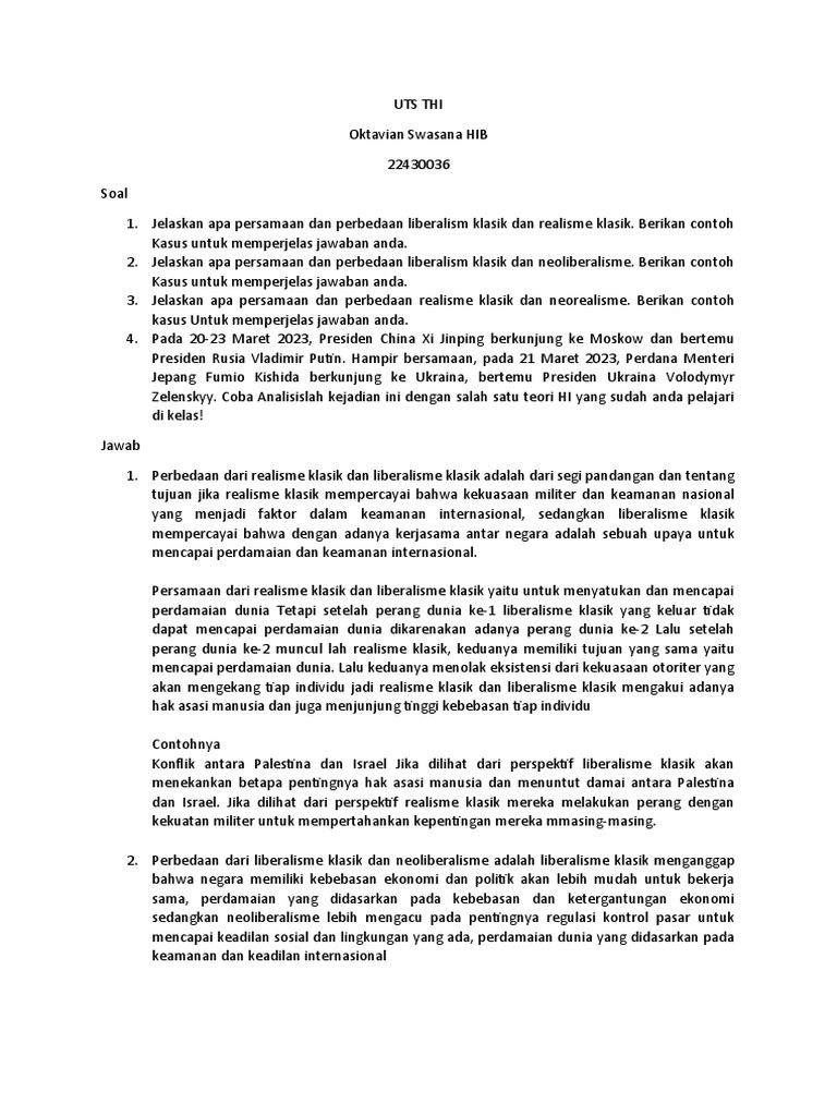 Analisis Teori HI: Realisme Klasik | PDF | Sejarah | Ilmu Sosial
