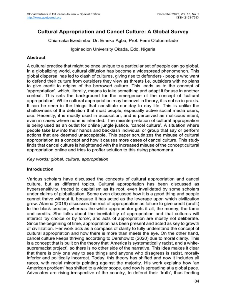 Cultural Appropriation and Cancel Culture: A Global Survey | PDF ...