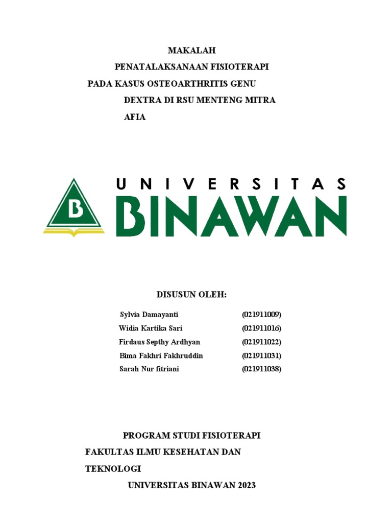 Penatalaksanaan Fisioterapi OA Lutut | PDF | Pengembangan Diri | Sains ...