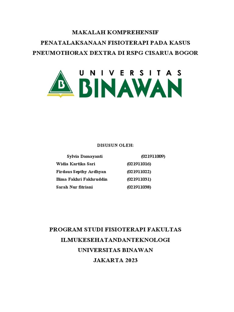 Penatalaksanaan Fisioterapi Pneumothorax | PDF
