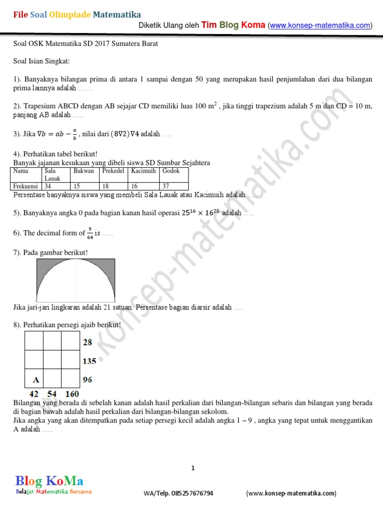 2017 Soal Osk Sumatera Barat | PDF