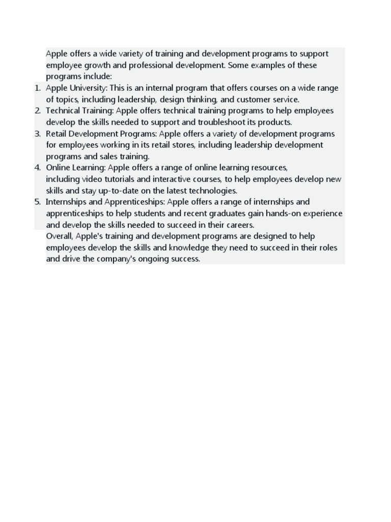 Apple-Training and Development Programs | PDF