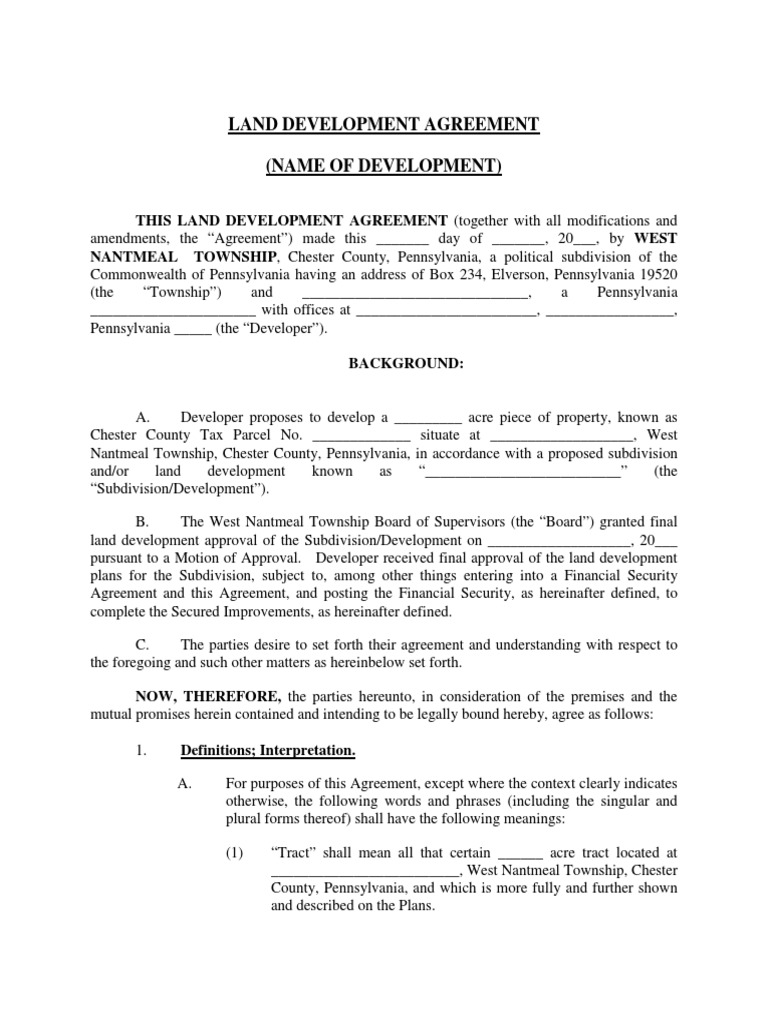 Land Development Agreement Format | PDF | Guarantee | Securities (Finance)