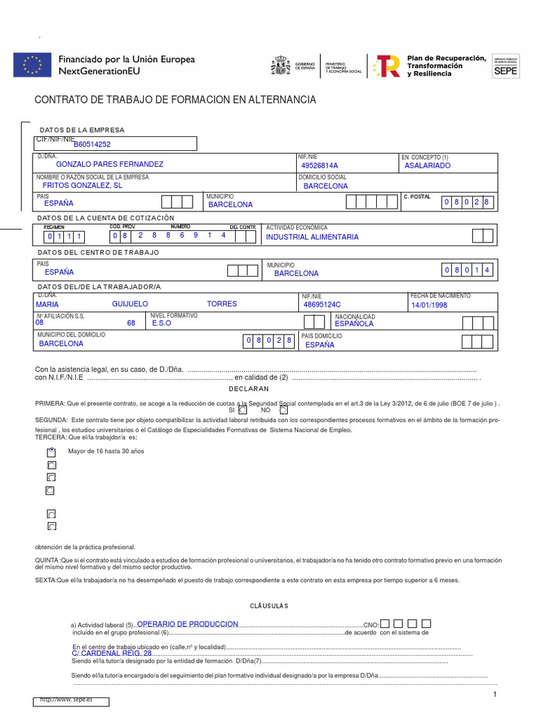 Contrato de Formación en Alternancia | PDF | Salario mínimo | Labor