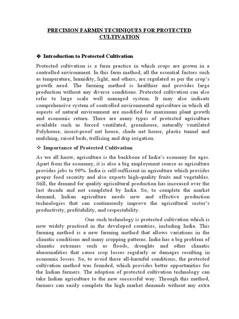 Precision Farming Techniques For Protected Cultivation | PDF ...
