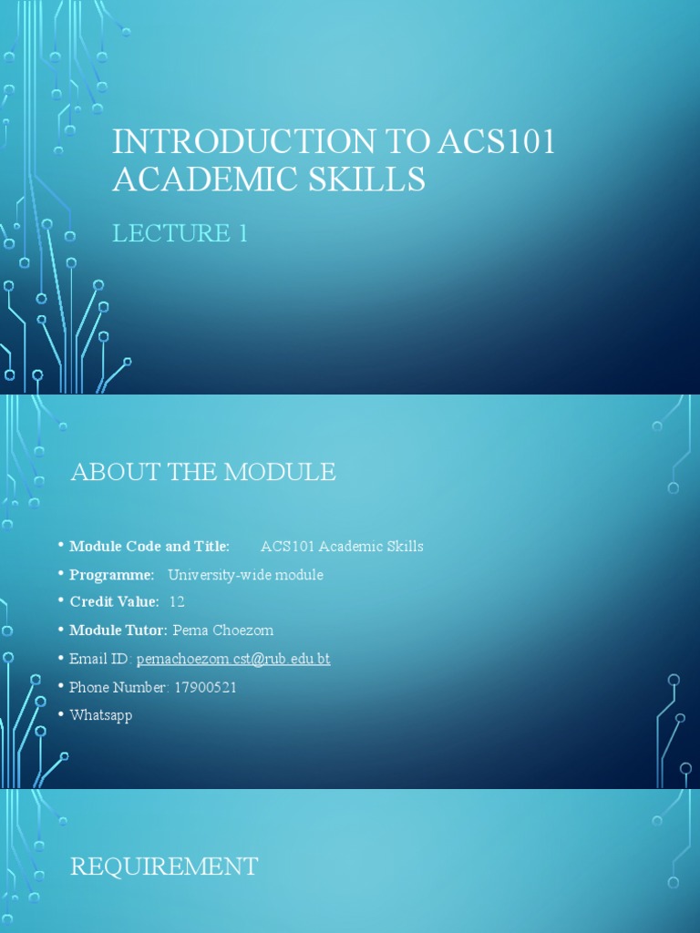 Lecture 1 Introduction To Acs101 Pdf Educational Assessment Essays
