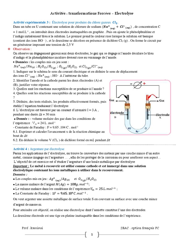 Activités 2 Transformations Forcées | PDF | Éléments chimiques | Électromagnétisme
