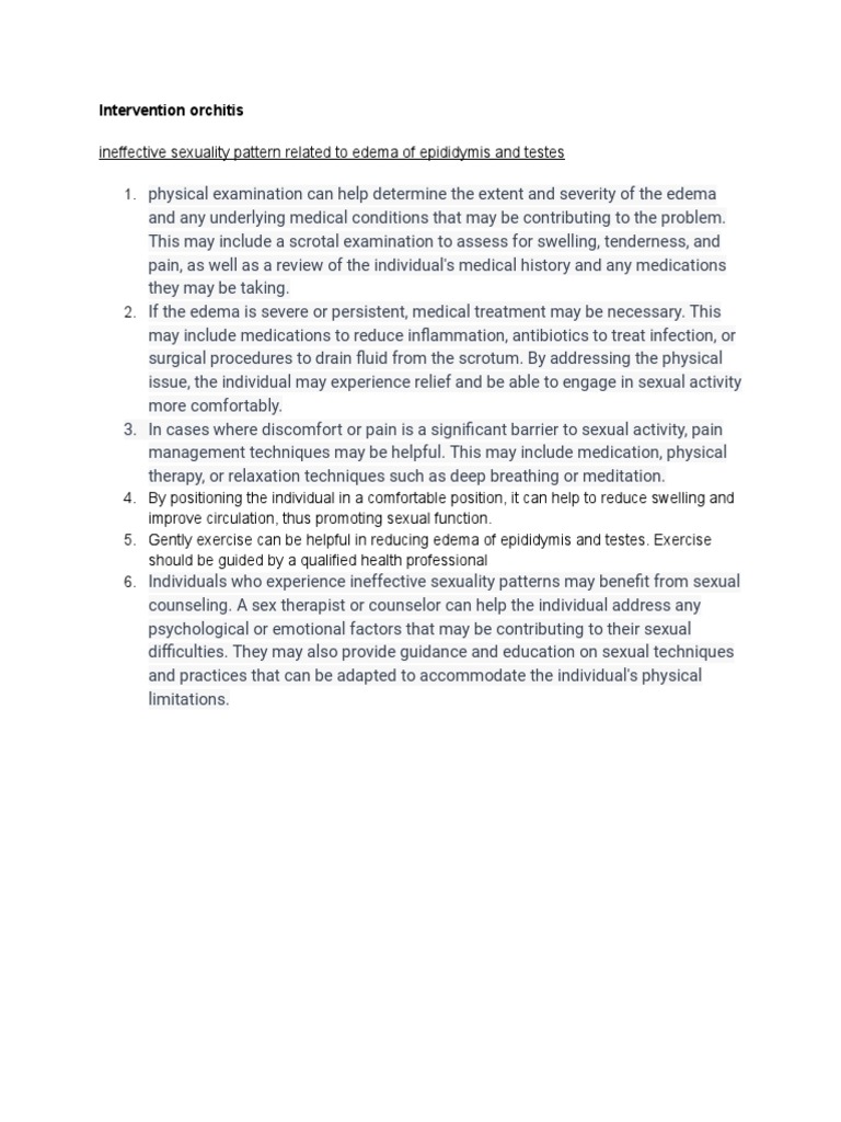Managing Orchitis and Sexual Health | PDF