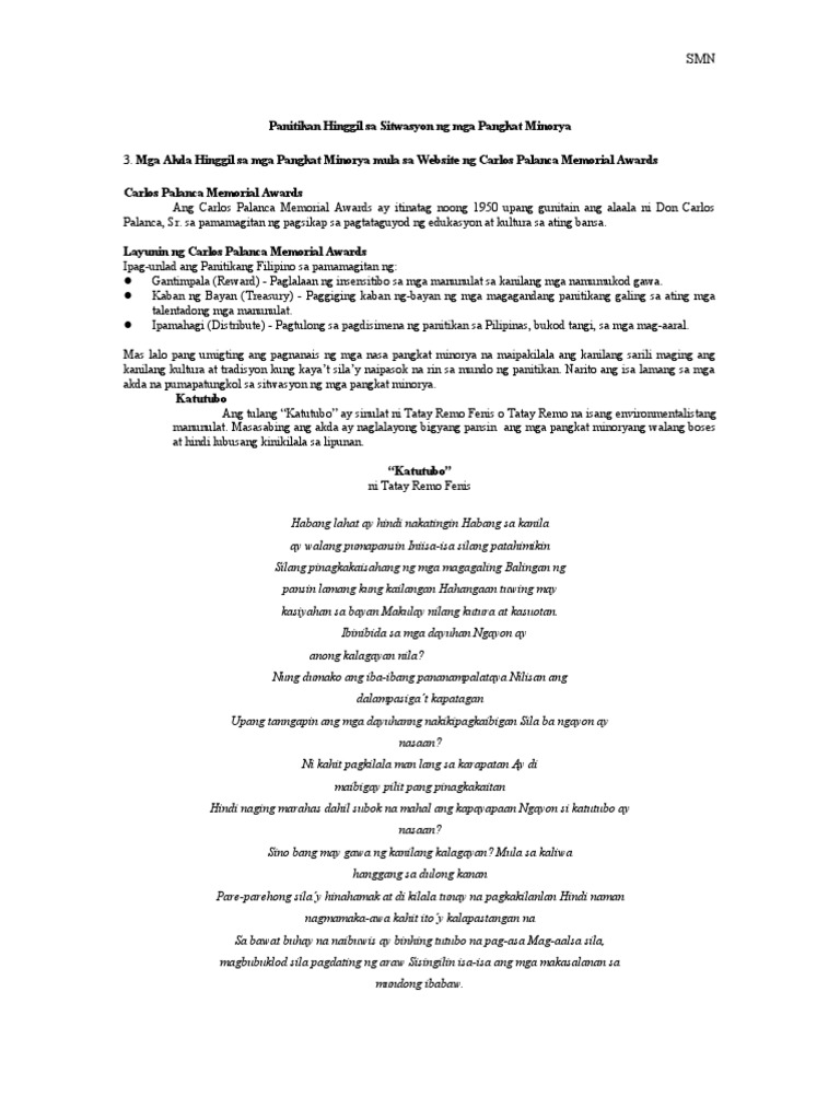 Mga Akda Hinggil Sa Mga Pangkat Minorya Mula Sa Website NG Carlos ...