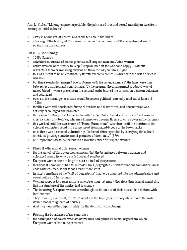 Ann Stoler On Concubinage in The Colonies | PDF | Colonialism | Marriage