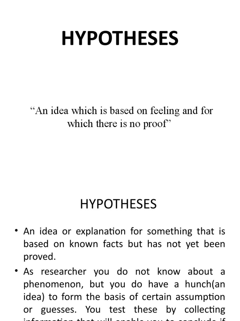 HYPOTHESES | Download Free PDF | Hypothesis | Null Hypothesis
