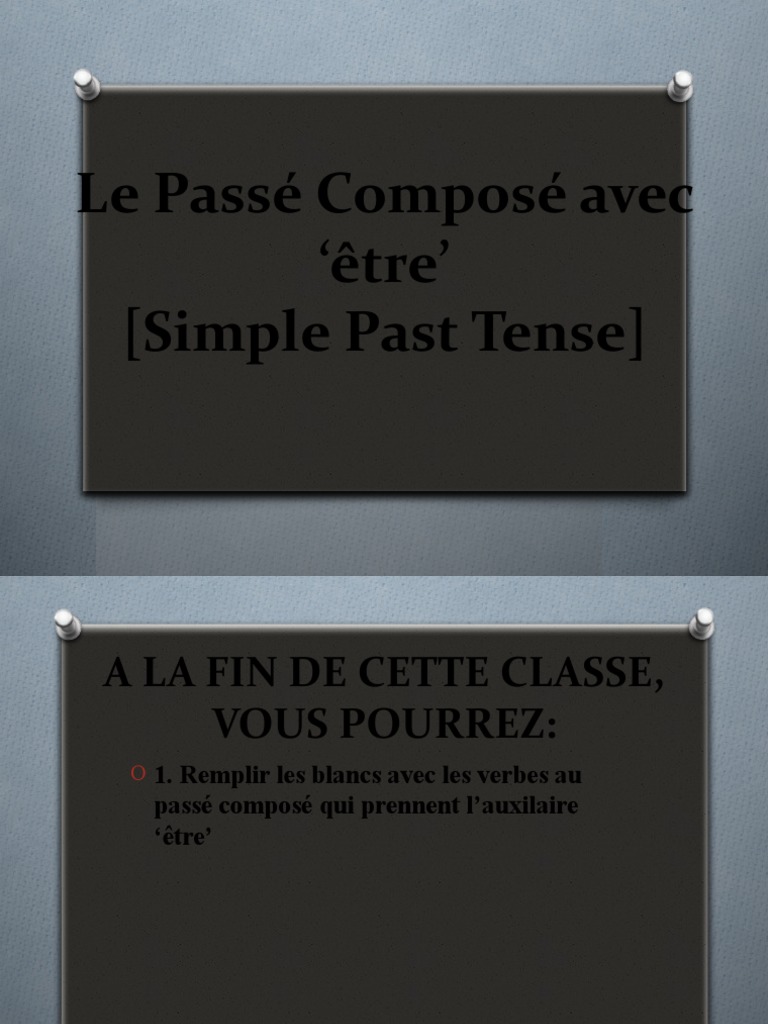 Passé Composé avec 'Être' : Guide Complet | PDF | Linguistique | Grammaire