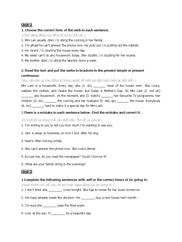 BT AV Grammar SGK | PDF