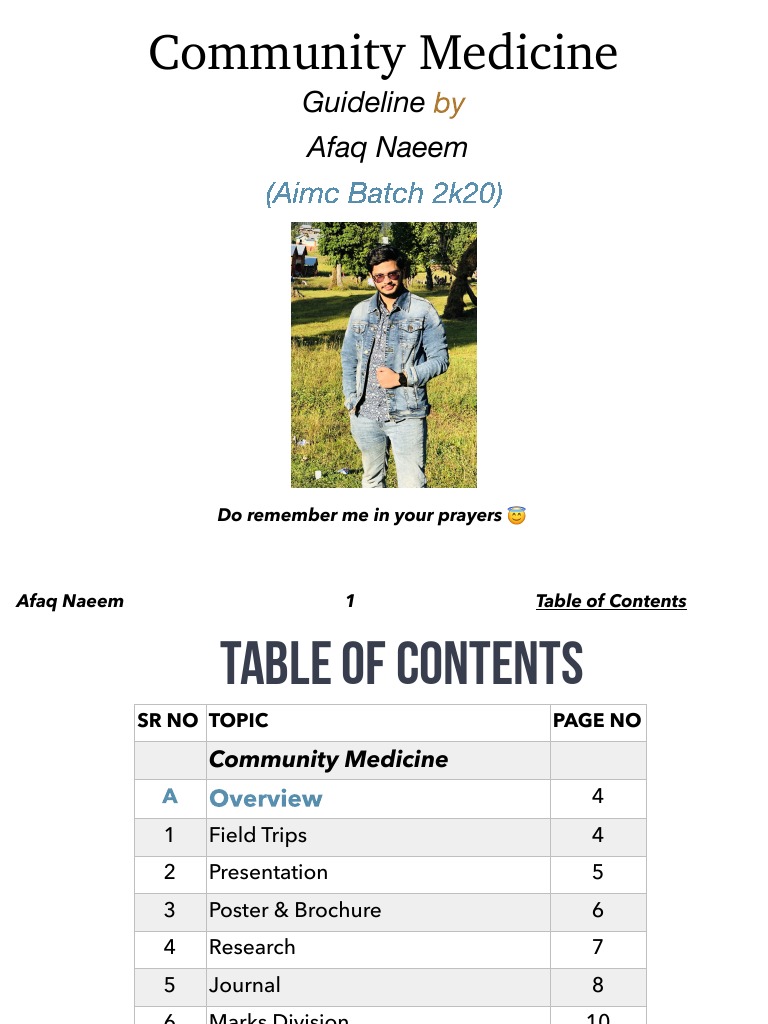 Community Medicine: Guideline by Afaq Naeem (Aimc Batch 2k20) | PDF ...