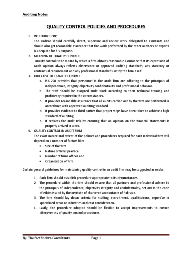 5b. QUALITY CONTROL POLICIES AND PROCEDURES | PDF | Audit | Financial Audit