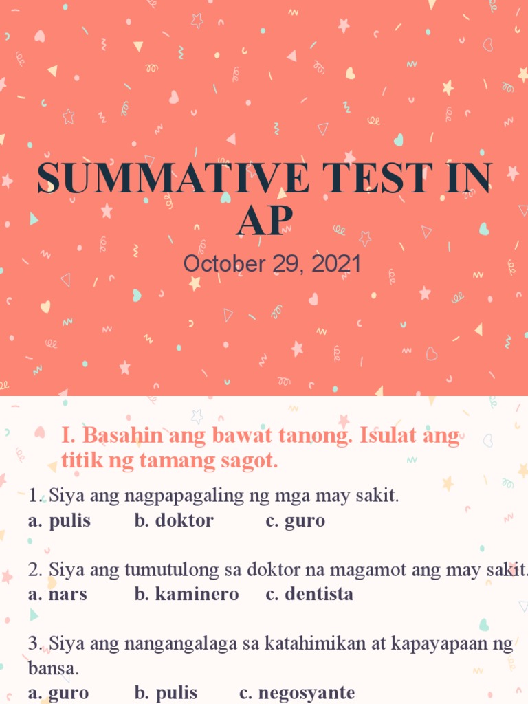 Summative Test in Ap in Grade 2 | PDF