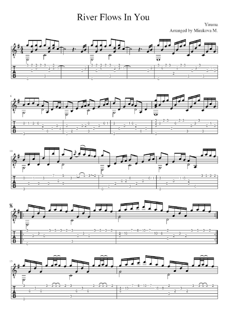 Yiruma - River Flows in You Fingerstyle Tabs PDF | PDF