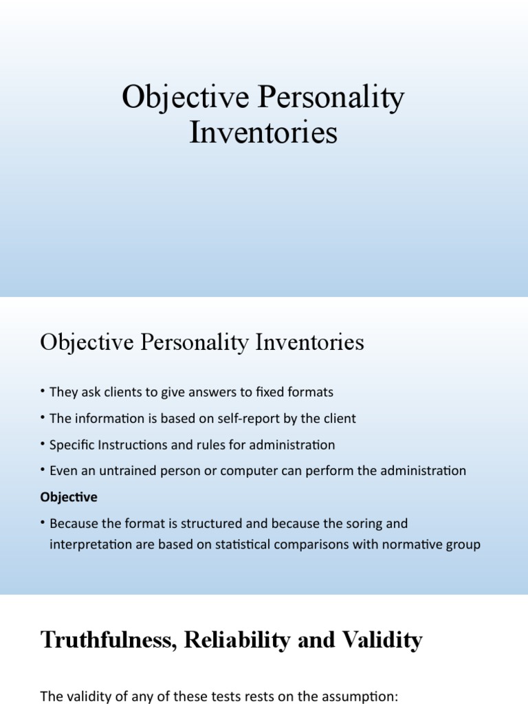 @ 2 Objective Personality Inventories | PDF | Self Esteem | Psychology