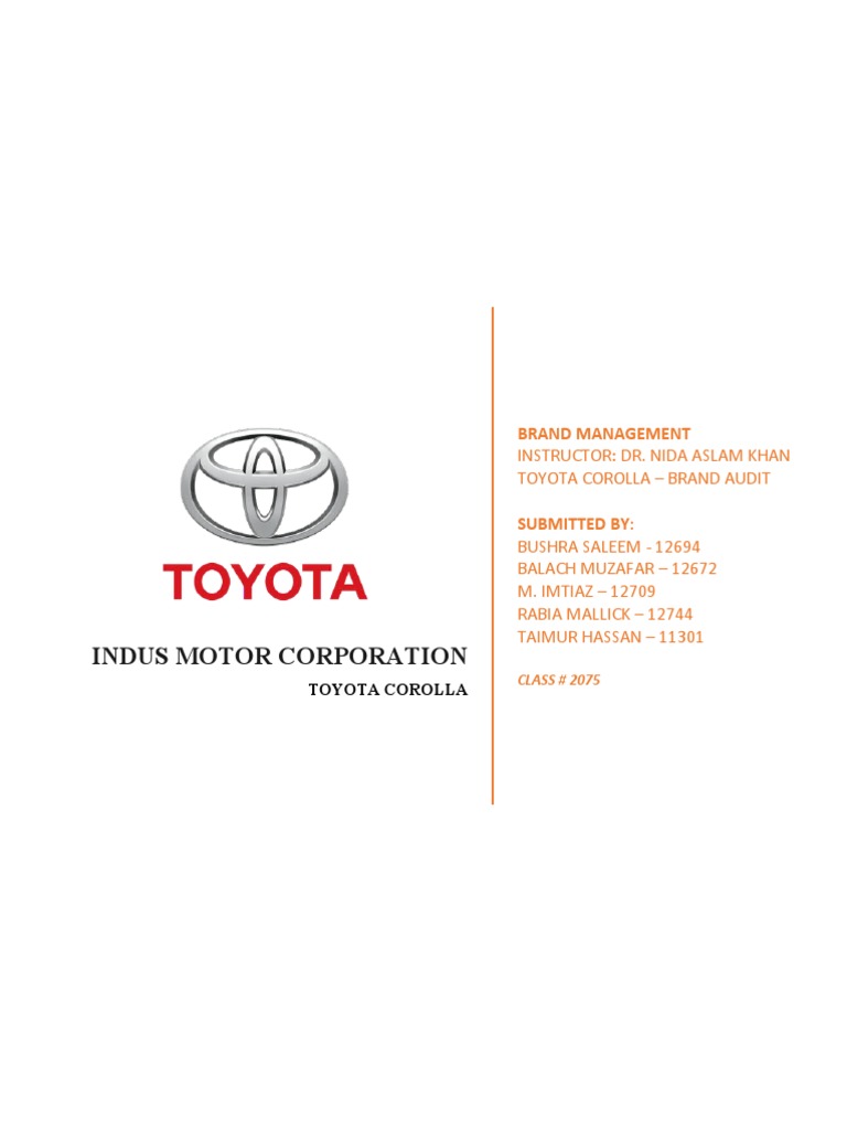 Toyota Corolla Brand Audit | PDF