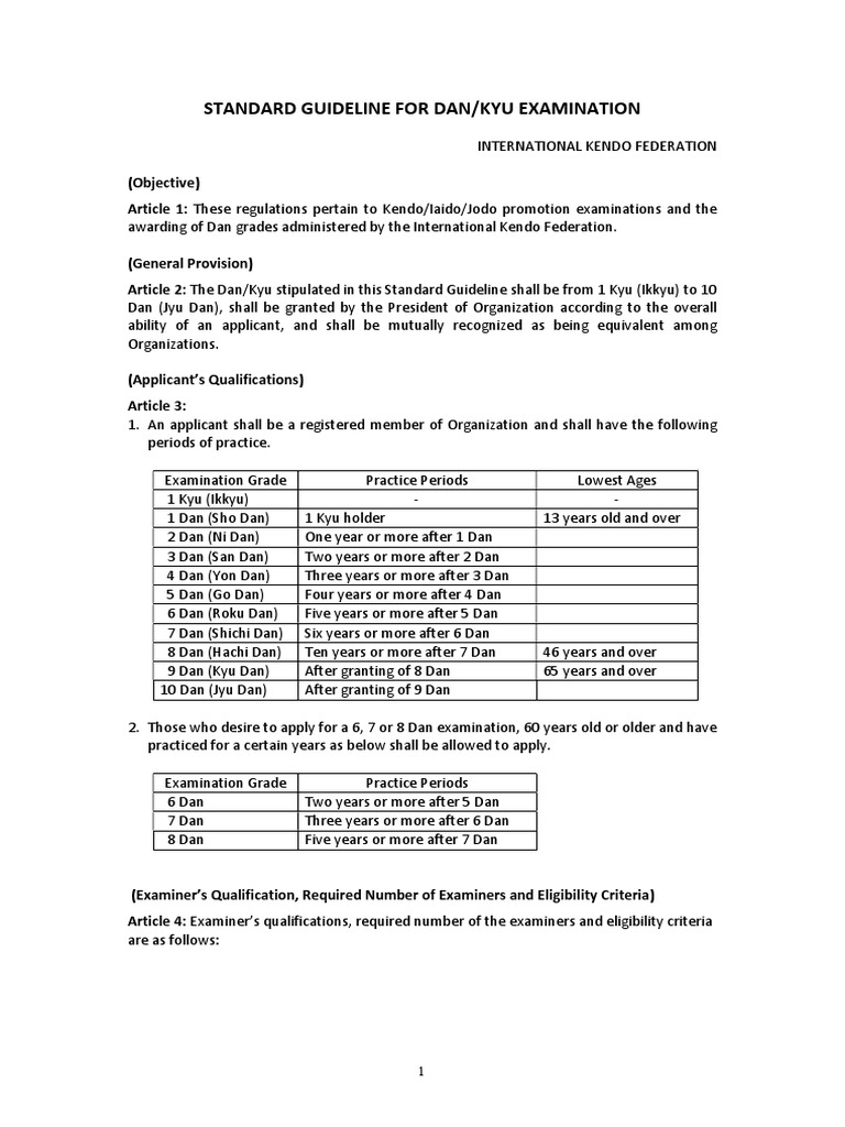 STANDARD-GUIDELINE-FOR-DANKYU-EXAMINATION Kendo Iaido Jodo English | PDF | East Asian Martial ...