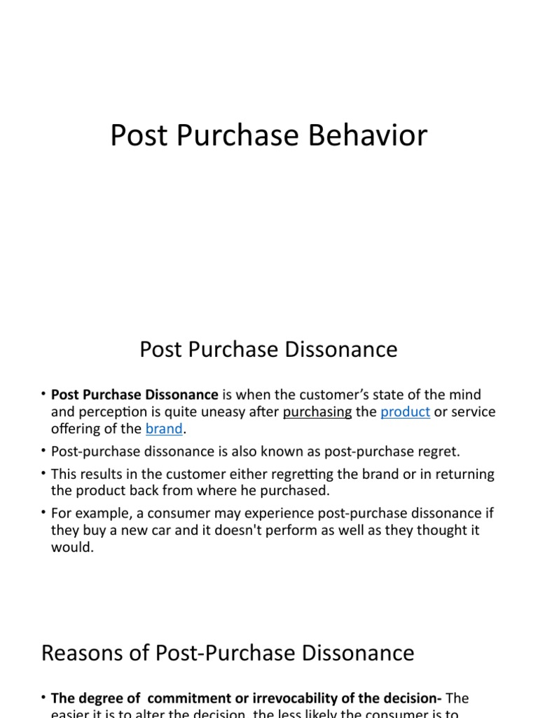 Post Purchase Behavior | PDF | Marketing | Brand