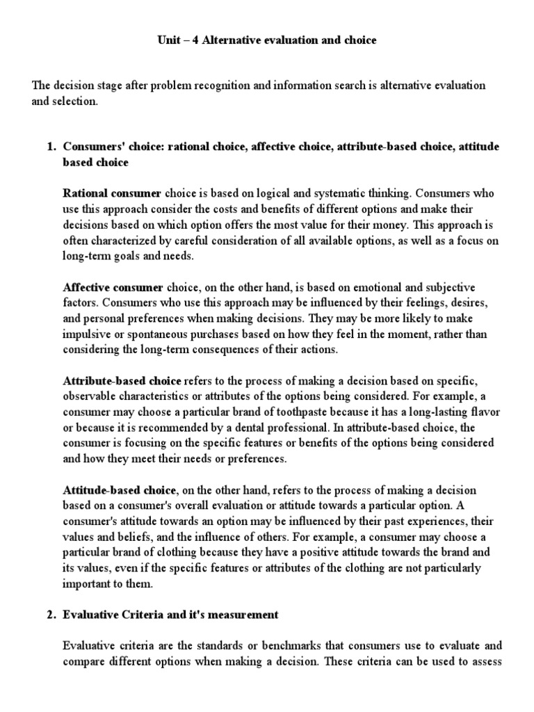 Evaluating Alternatives and Consumer Decision-Making Strategies | PDF ...