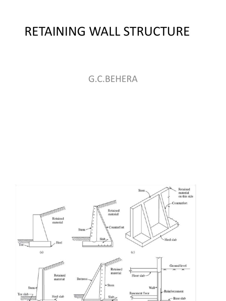 Retaining Wall Structure: G.C.Behera | PDF | Continuum Mechanics | Civil Engineering