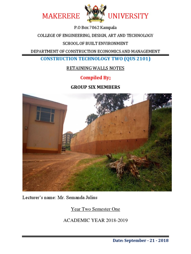 Makerere University: Construction Technology Two (Qus 2101) | PDF