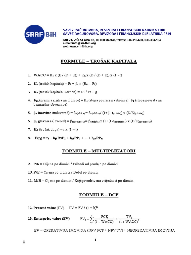2c. Formule Za Pisani Ispit | PDF