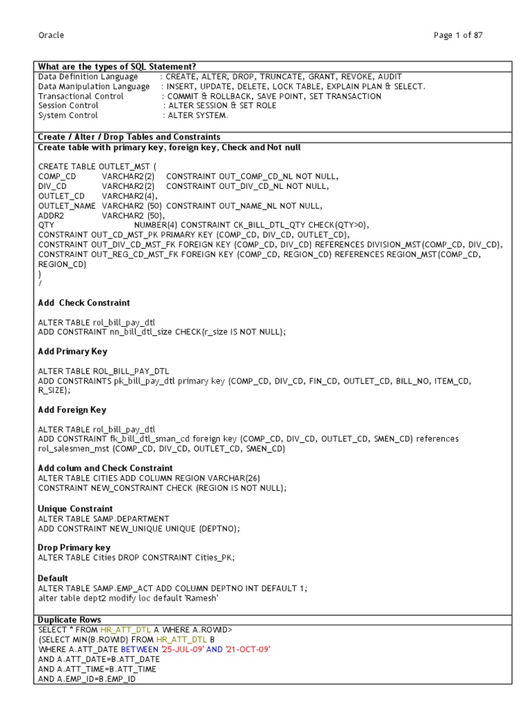 Oracle Questions | PDF | Pl/Sql | Relational Database