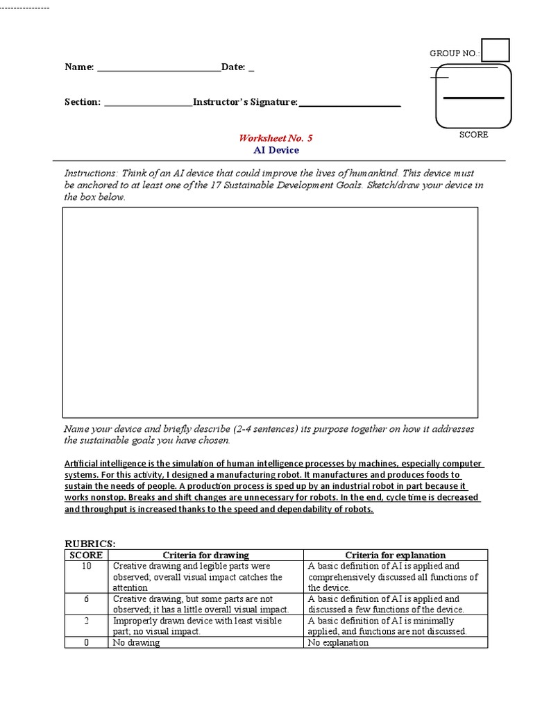Worksheet 5 - ArtificialIntelligence (1) | PDF | Artificial ...