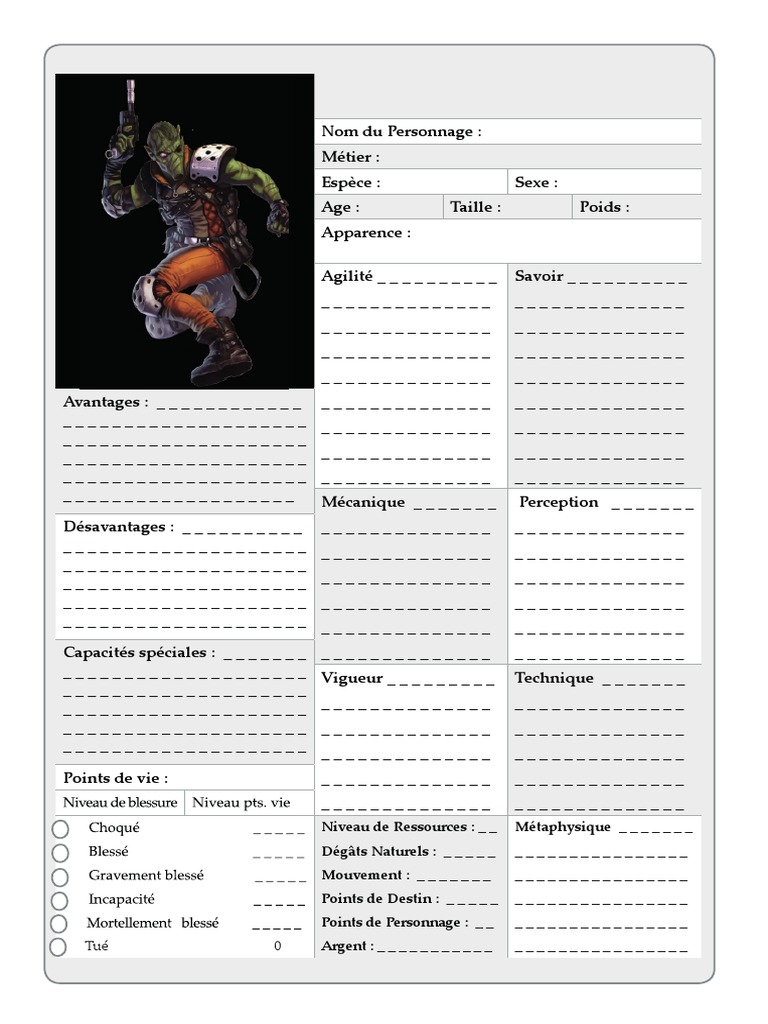 Fiche Perso JDR A Imprimer | PDF