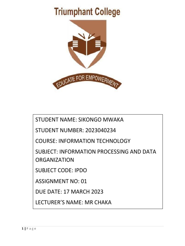 Ipdo Assignment 1 | PDF | Parameter (Computer Programming) | Information Security