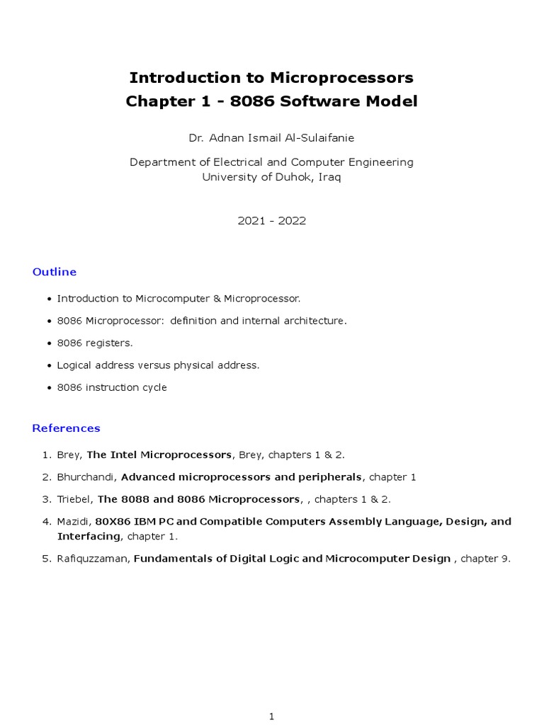 Lec 1 Introduction Pdf Central Processing Unit Microcomputers