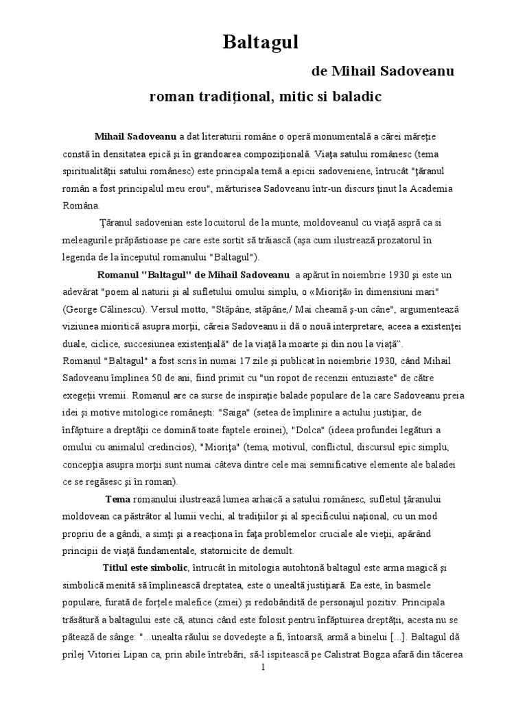 Baltagul Si Vitoria Lipan-BAC | PDF