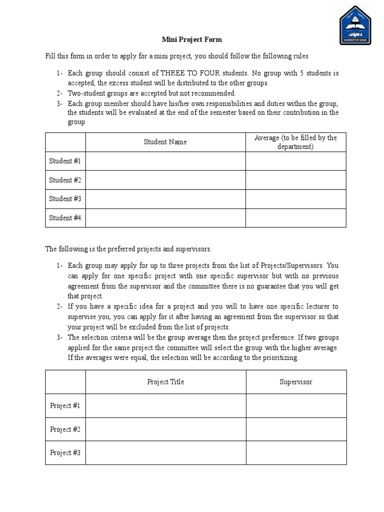 Mini Project Form 2022-2023 | PDF | Career & Growth | Business
