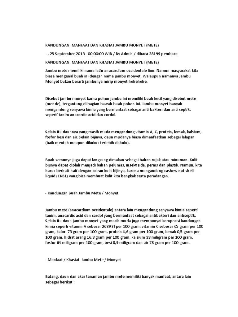 Manfaat Jambu Monyet | PDF