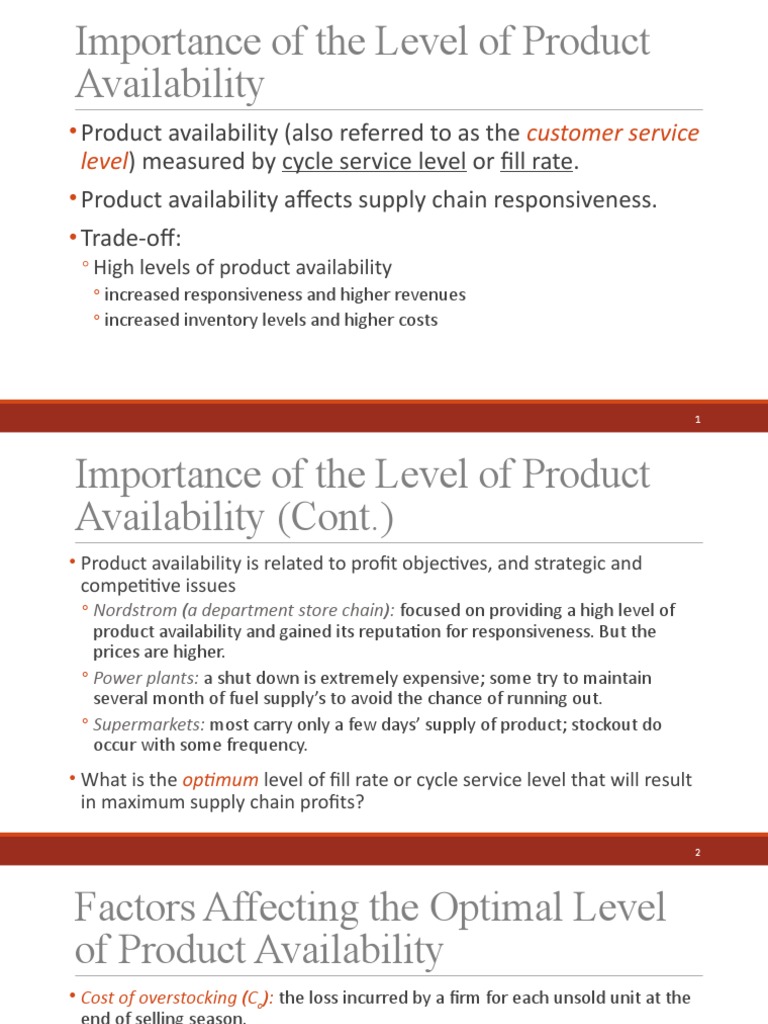 Service Level Model | PDF | Demand | Inventory