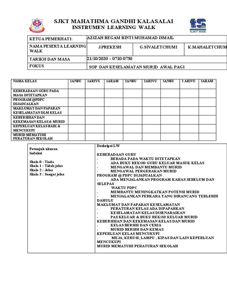 Instrumen Learning Walk Hem | PDF