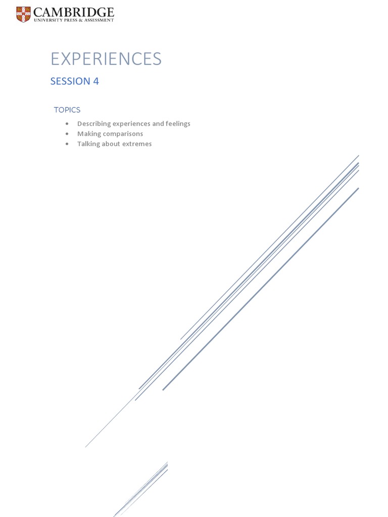 Experiences: Session 4 | PDF