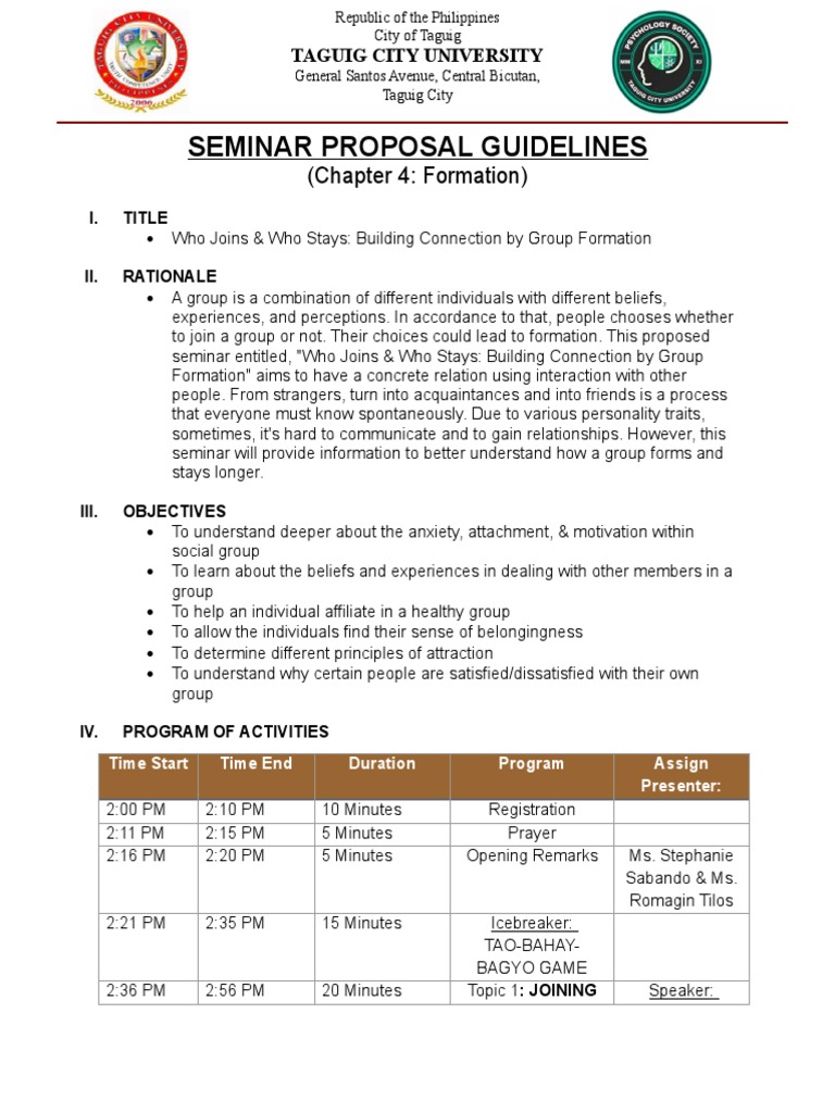 Seminar Proposal on Group Formation | PDF | Experience | Methodology