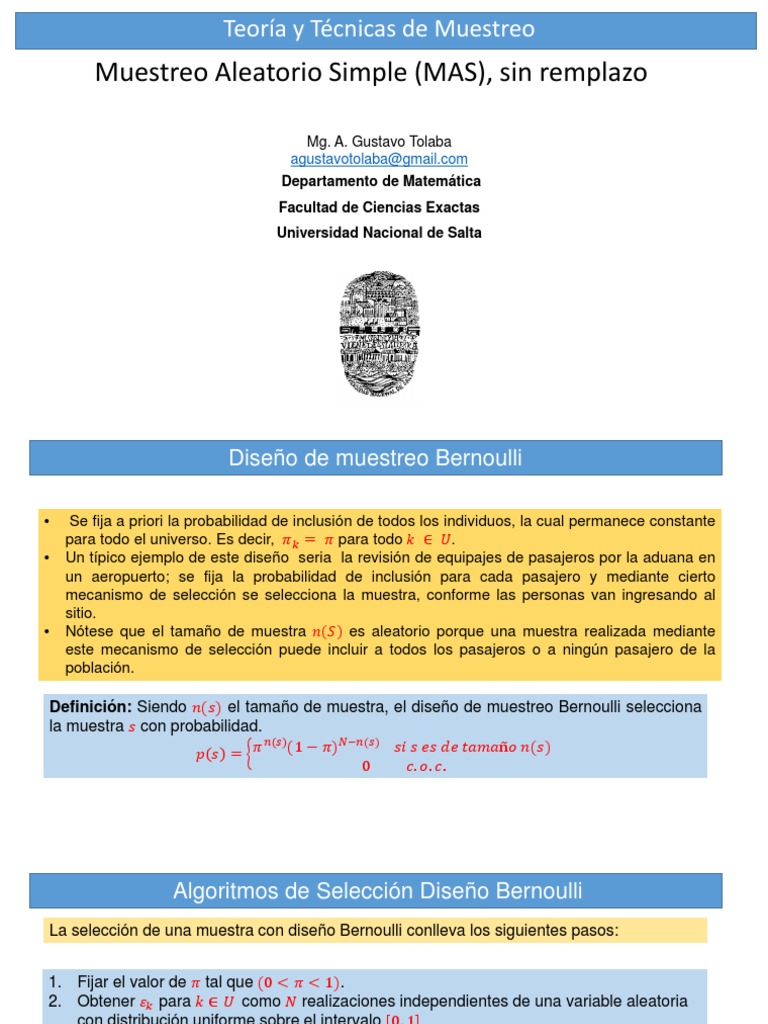MAS Sin Remplazo - Clase7 | PDF | Muestreo (Estadísticas) | Estimador MAS Sin Remplazo - Clase7 | PDF | Muestreo (Estadísticas) | Estimador
