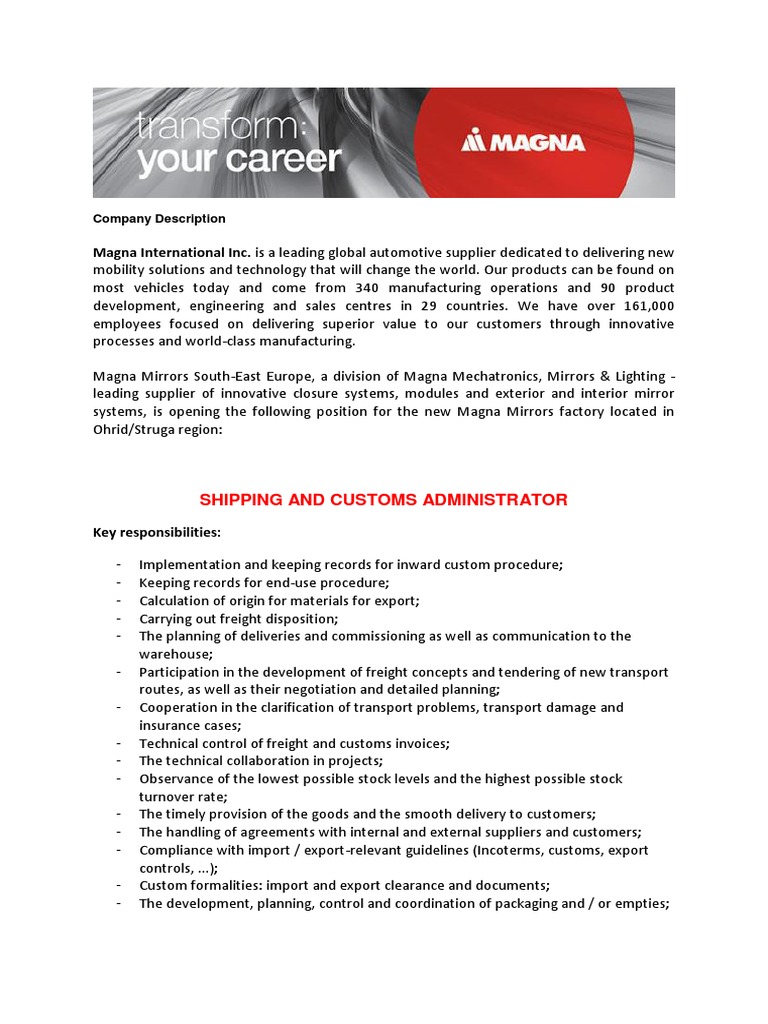 Magna International Inc. Is A Leading Global Automotive Supplier ...