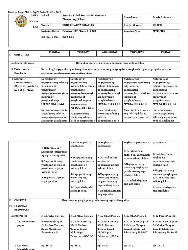 MTB Mle DLL Q3 W3 | PDF