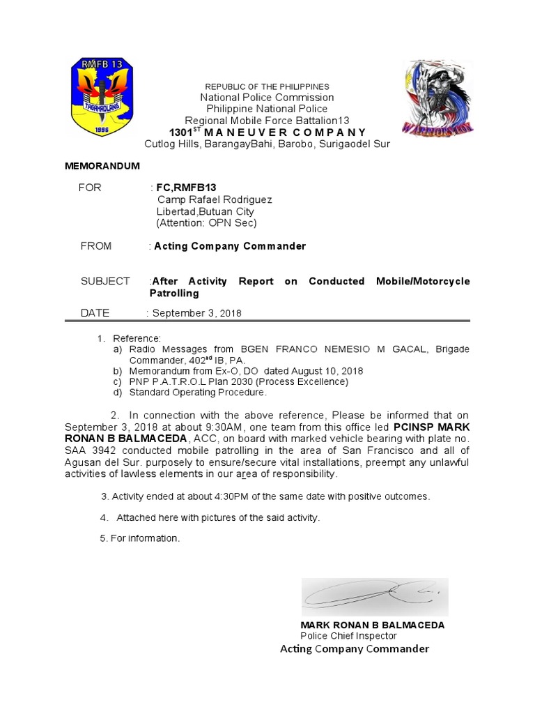 Mobile Patrolling Report - Sept 3, 2018 | PDF | National Security ...